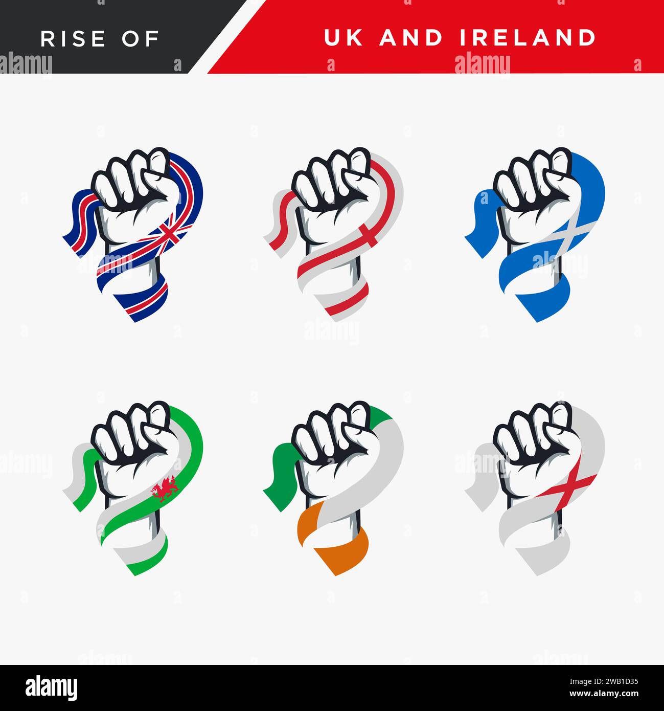 Complete collection of spirit rising fist hand UK and Ireland flag ...
