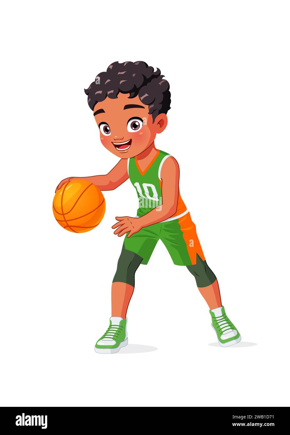 Cute little Indian boy playing basketball. Cartoon vector illustration ...