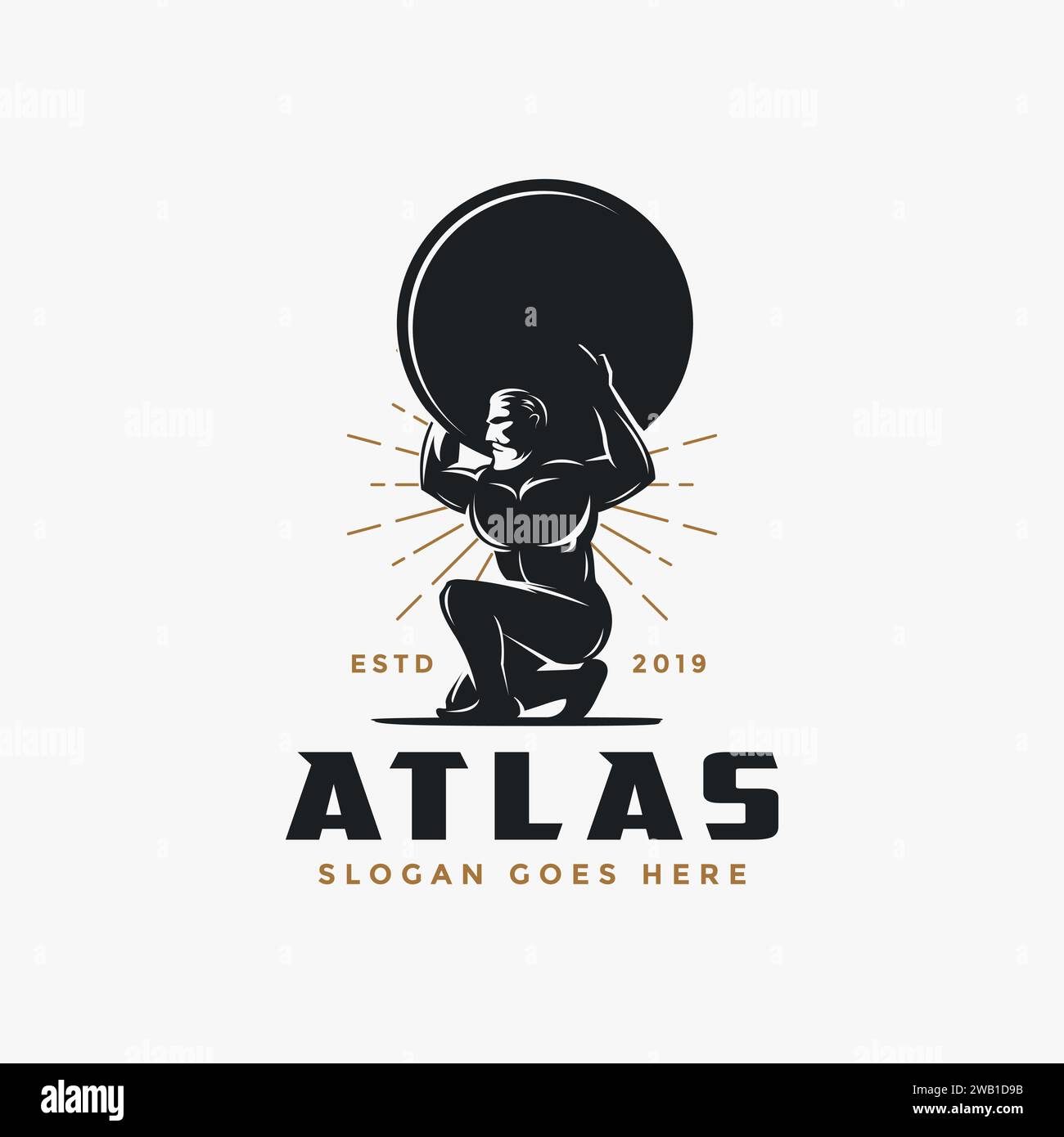Vintage hipster Atlas god logo icon vector illustration on white ...