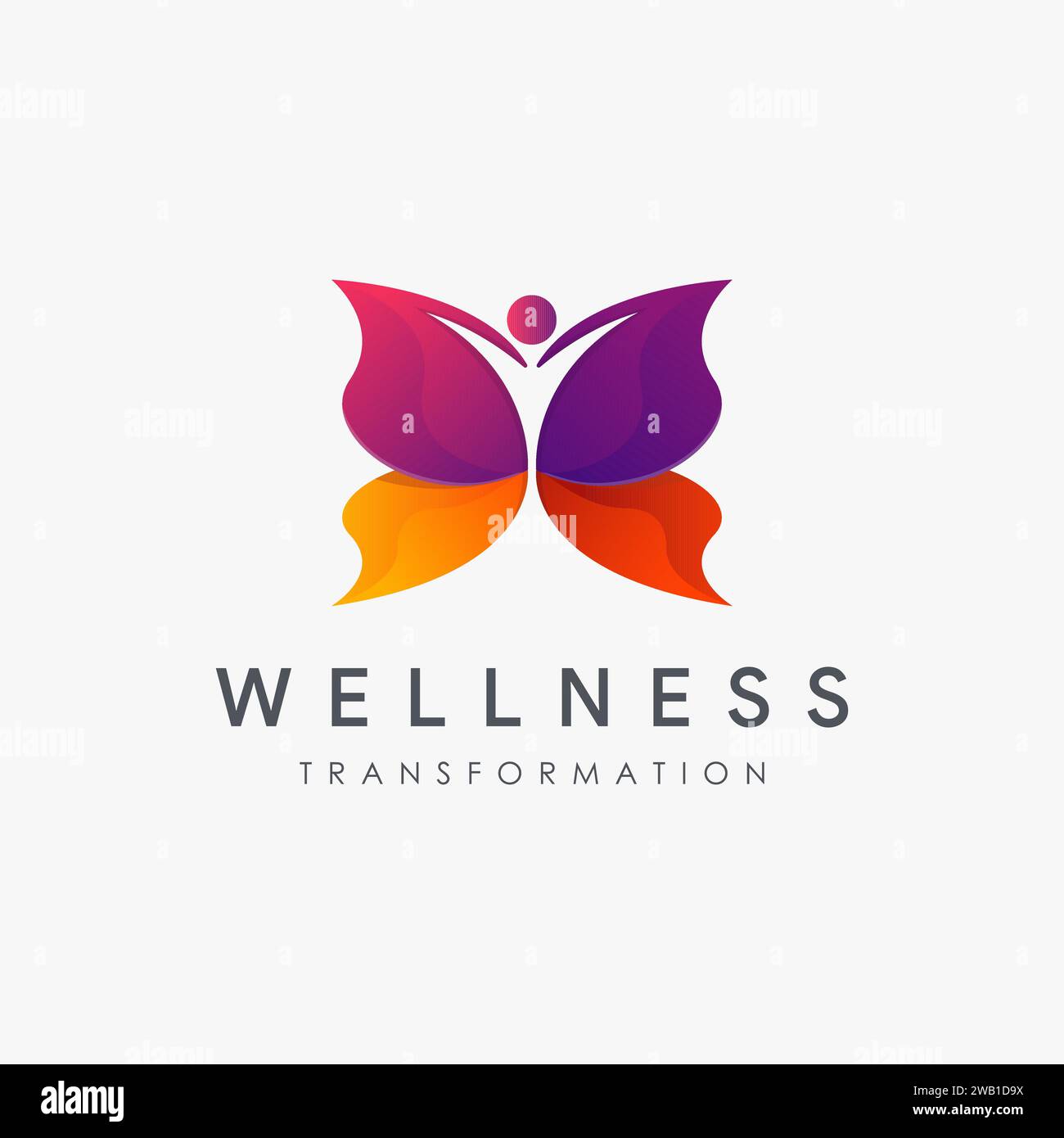 Abstract human butterfly transformation, wellness logo inspiration ...