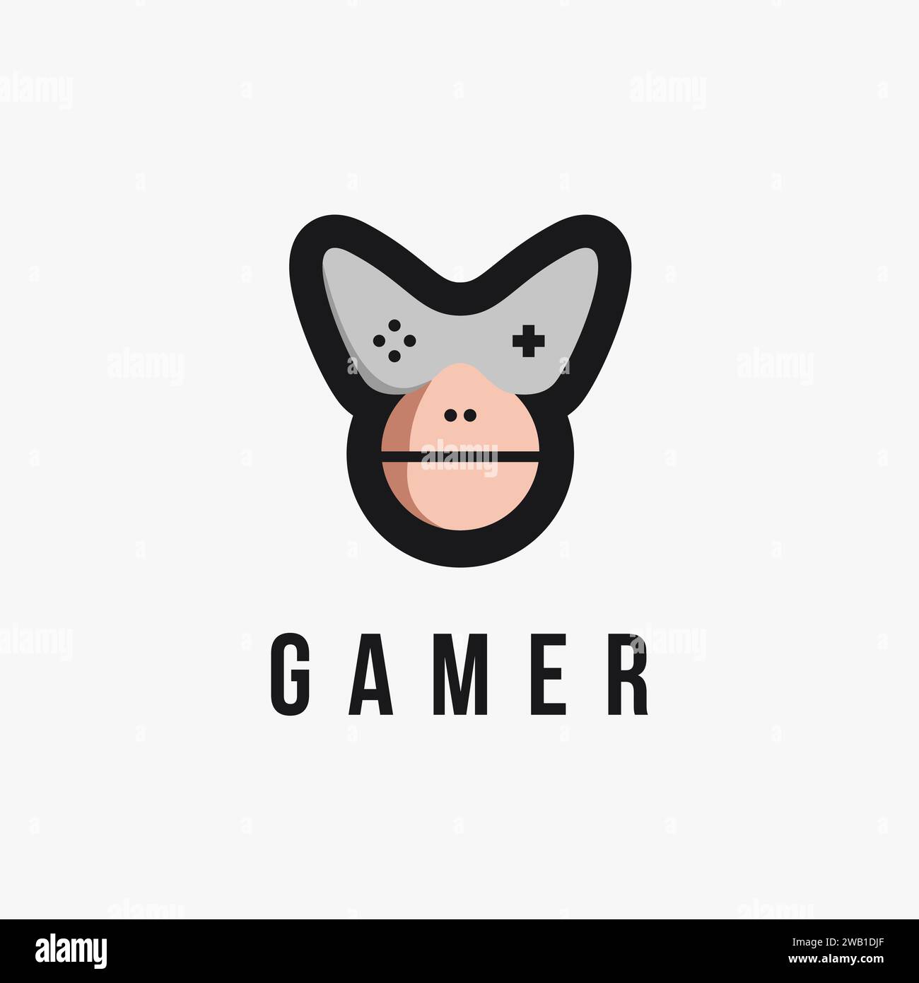 Chimp gamer logo, joystick monkey face logo icon vector template on ...