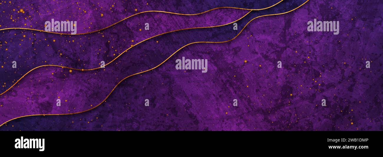 Dark violet grunge texture background with small golden particles and ...