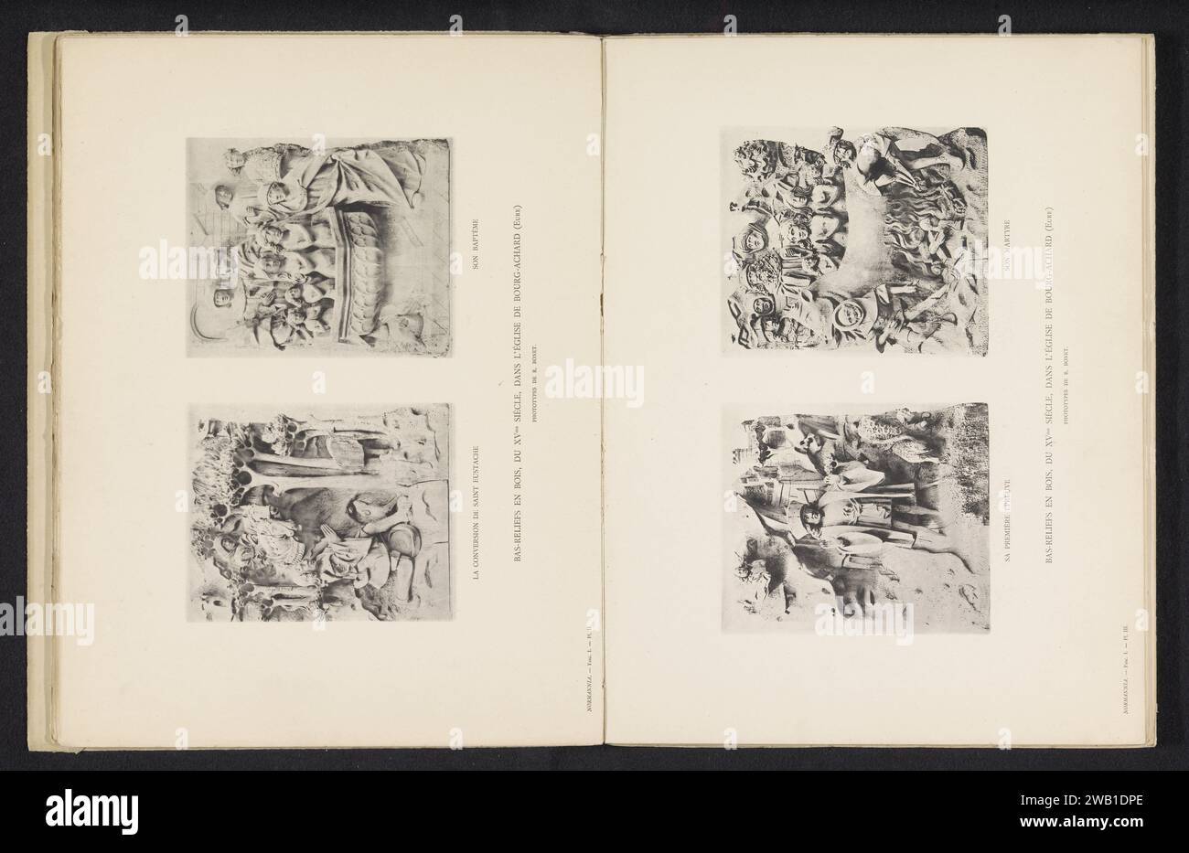 Two bass reliefs of the Église Saint-Lô in Bourg-Achard, representing ...