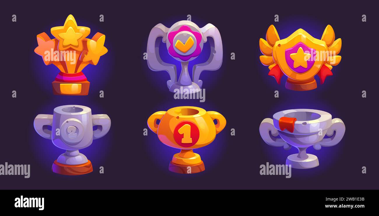 Game award goblet and trophy cup for gui design. Cartoon vector ...