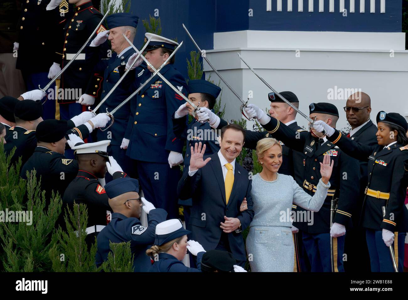 Louisiana Republican Gov. Jeff Landry arrives with his wife Sharon ...