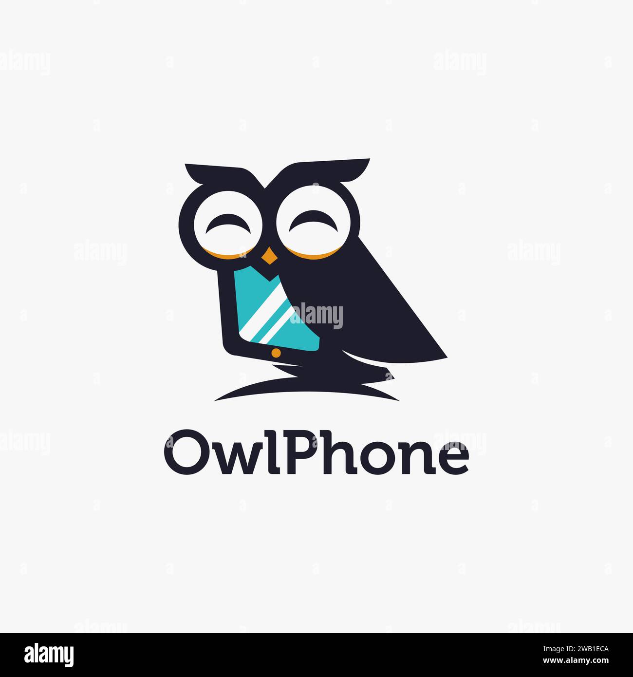 Fun mascot owl phone logo icon vector template on white background ...