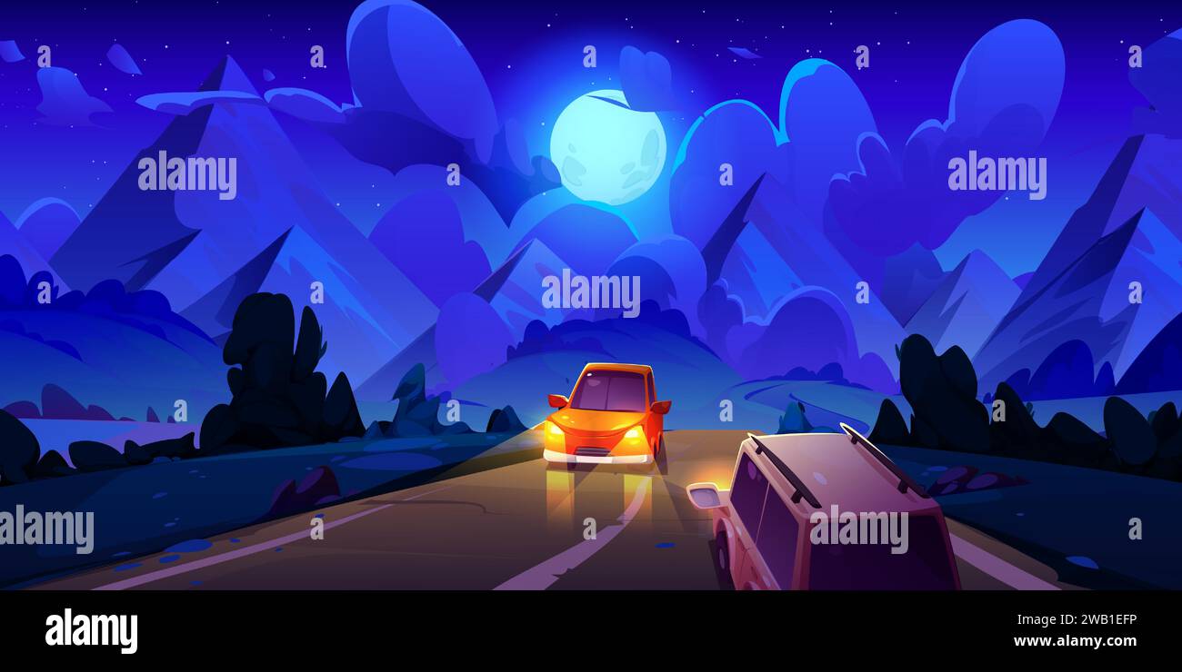 Headlights cars on street driving Stock Vector Images - Alamy