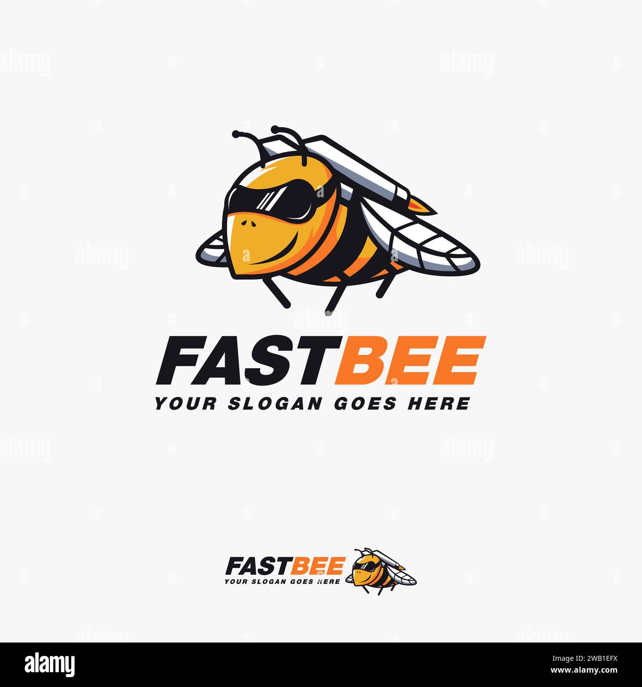 Rocket bee cartoon mascot logo icon vector template on white background ...