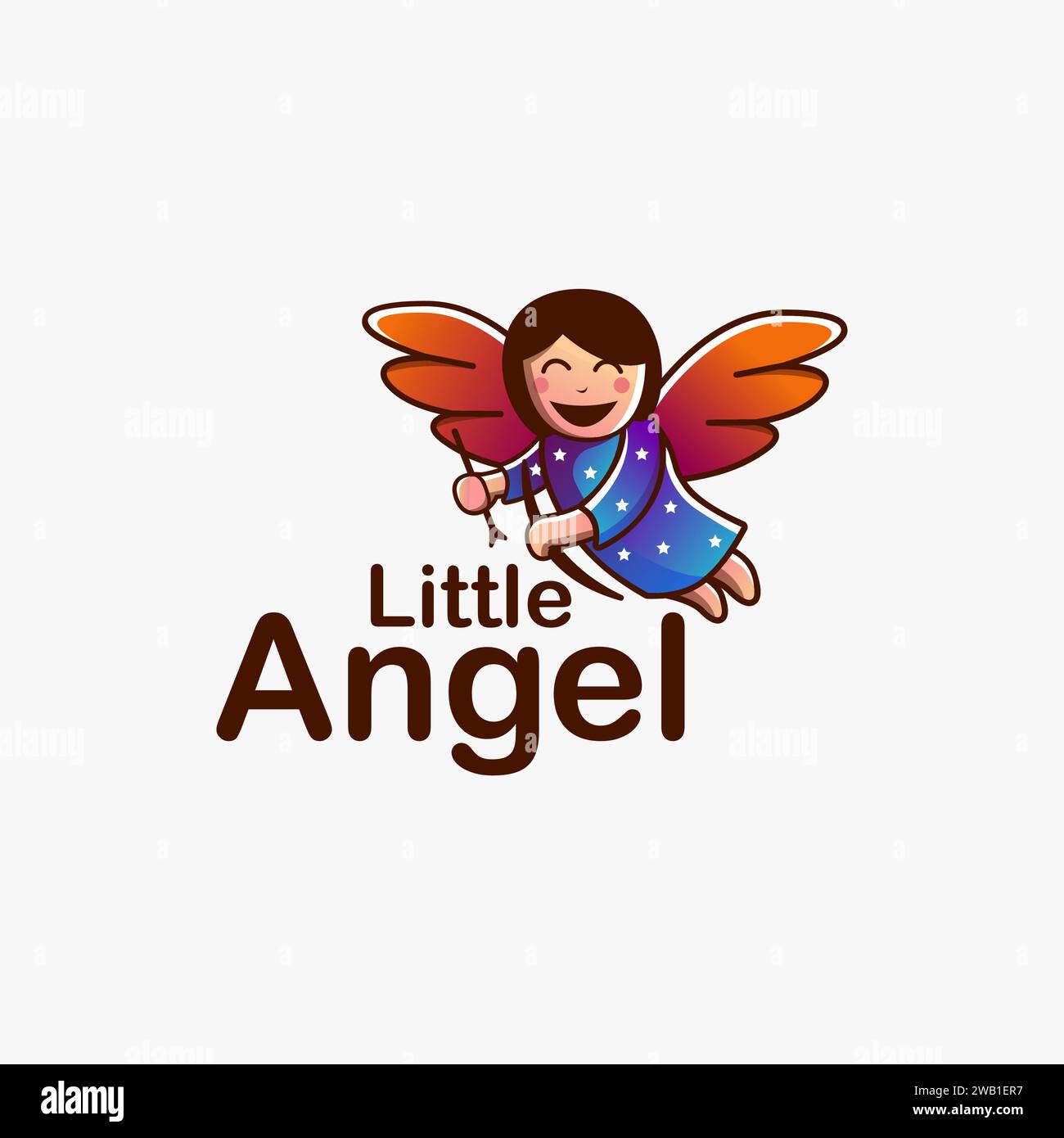 Cheerful flying Angel mascot cartoon logo vector illustration template ...