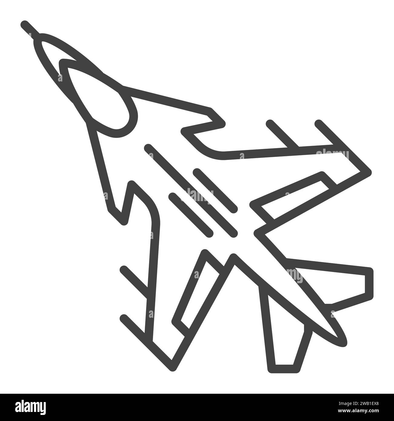 Military Fighter Aircraft Vector Concept Thin Line Icon Fighter Jet