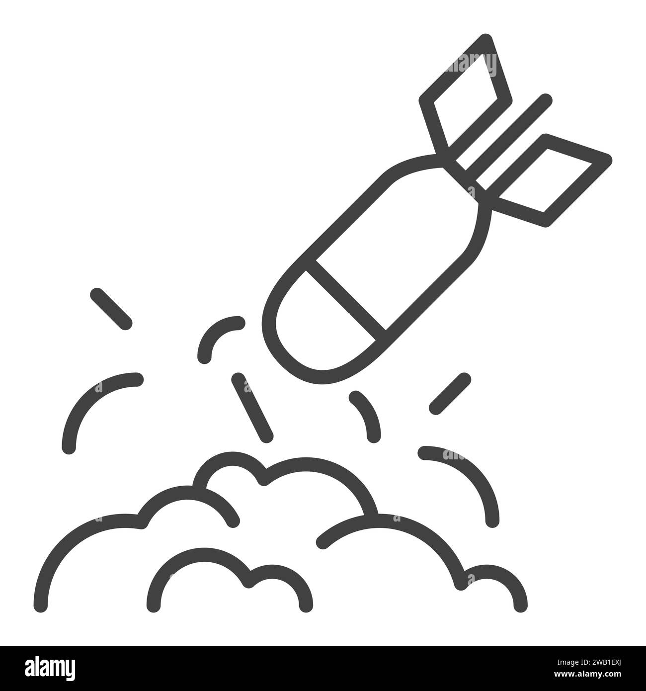 Rocket Hit with Explosion vector concept icon in outline style Stock ...