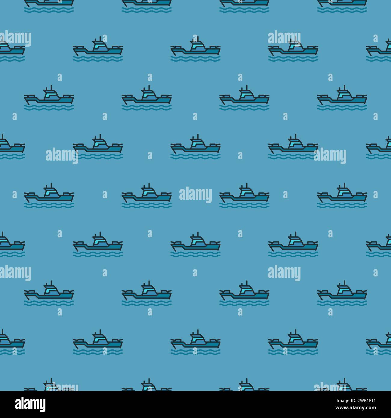 Battleship or Military Ship vector concept colored seamless pattern ...