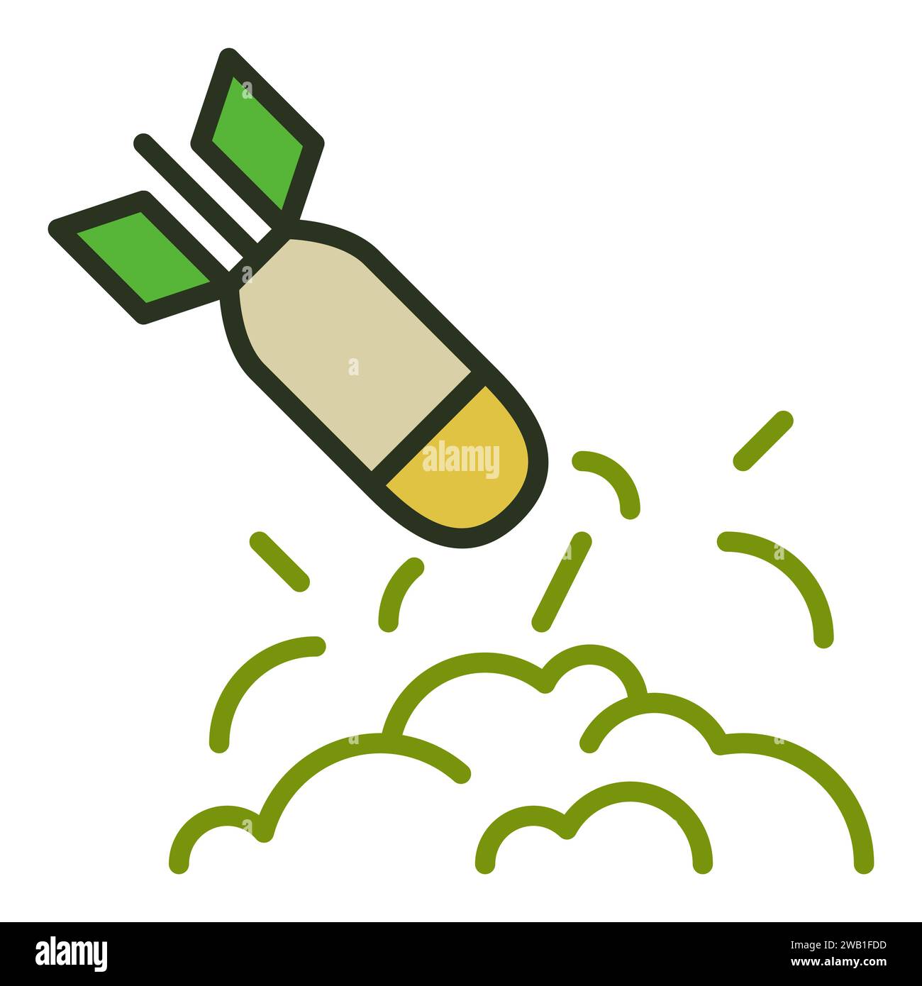 Rocket Hit with Explosion vector concept colored icon or sign Stock ...