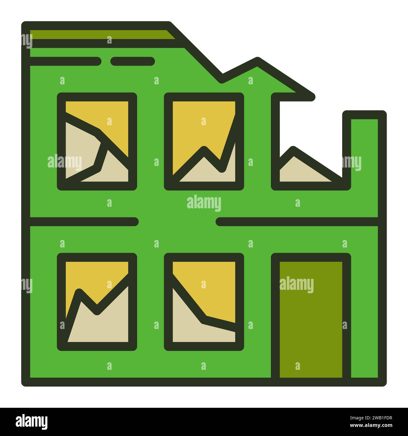 Destroyed Building vector War concept colored icon or sign Stock Vector ...