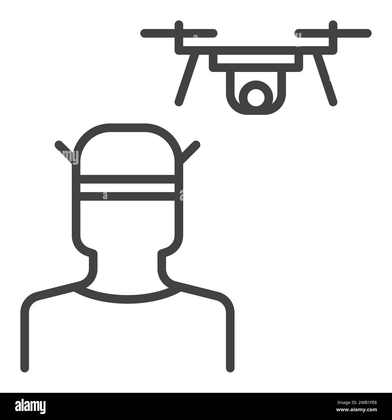 Fpv Drone And Man Vector Quadcopter Concept Linear Icon Or Symbol Stock Vector Image And Art Alamy