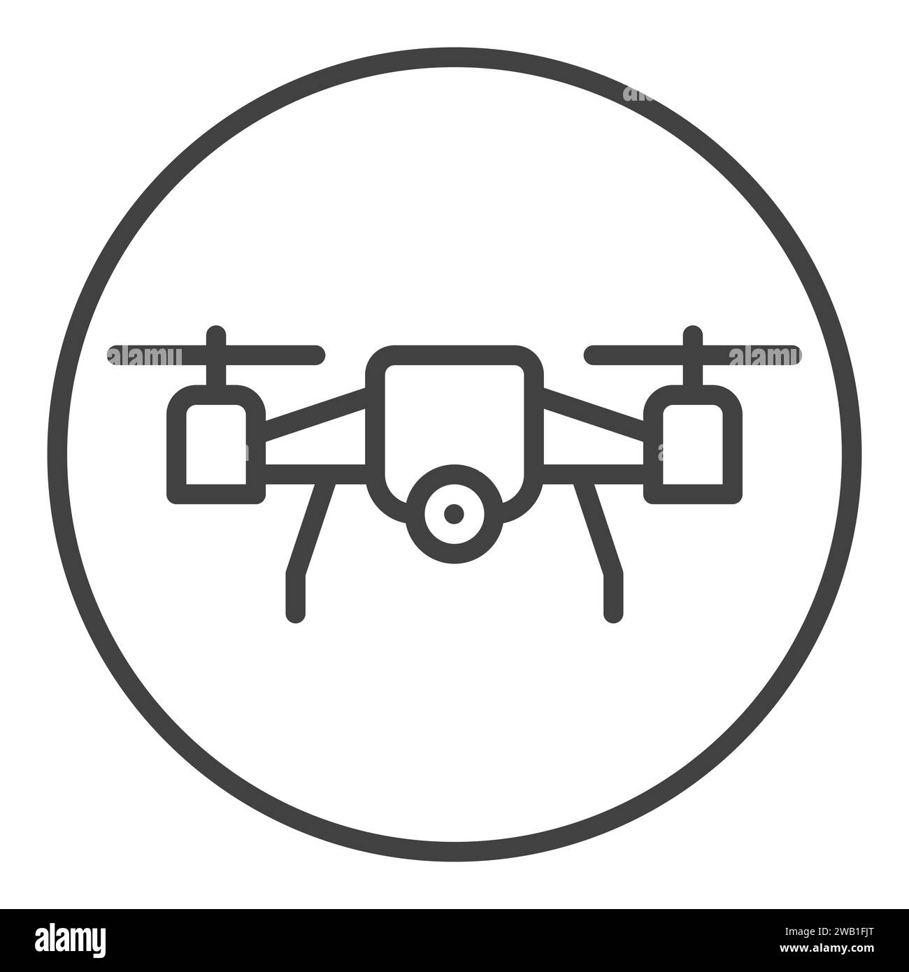 Drone inside Circle vector Quadrotor concept linear round icon or ...