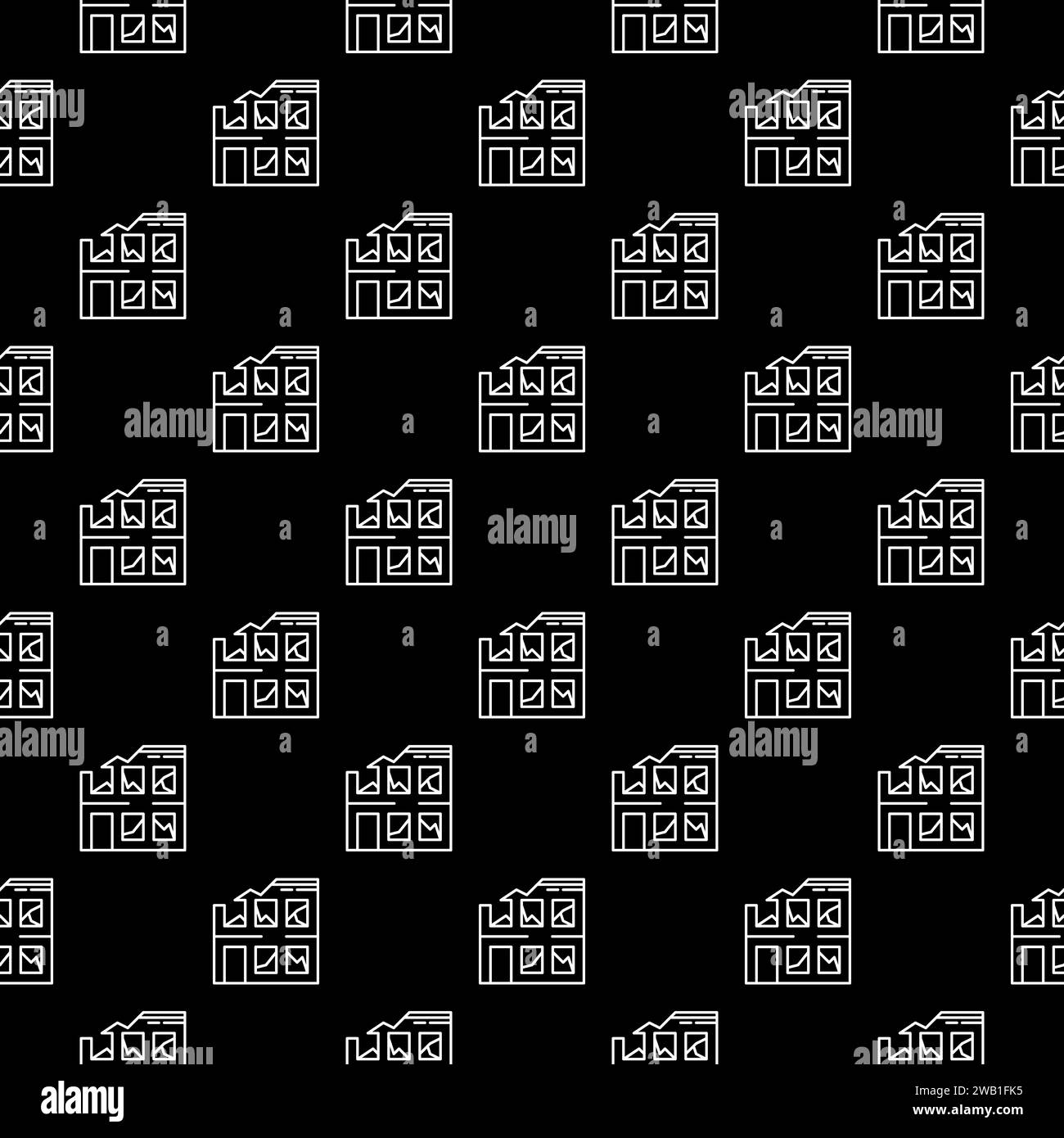 Destroyed Building vector concept dark seamless pattern in thin line ...