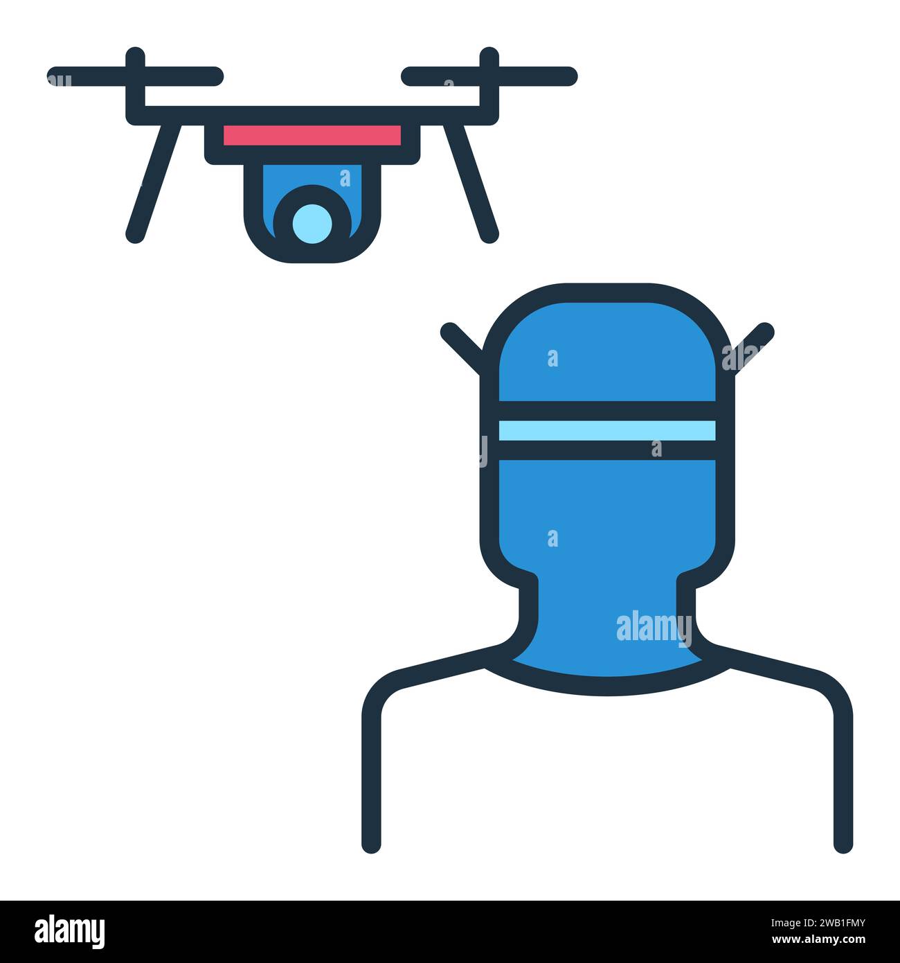 FPV Quadcopter and Man vector Drone concept colored icon or logo ...