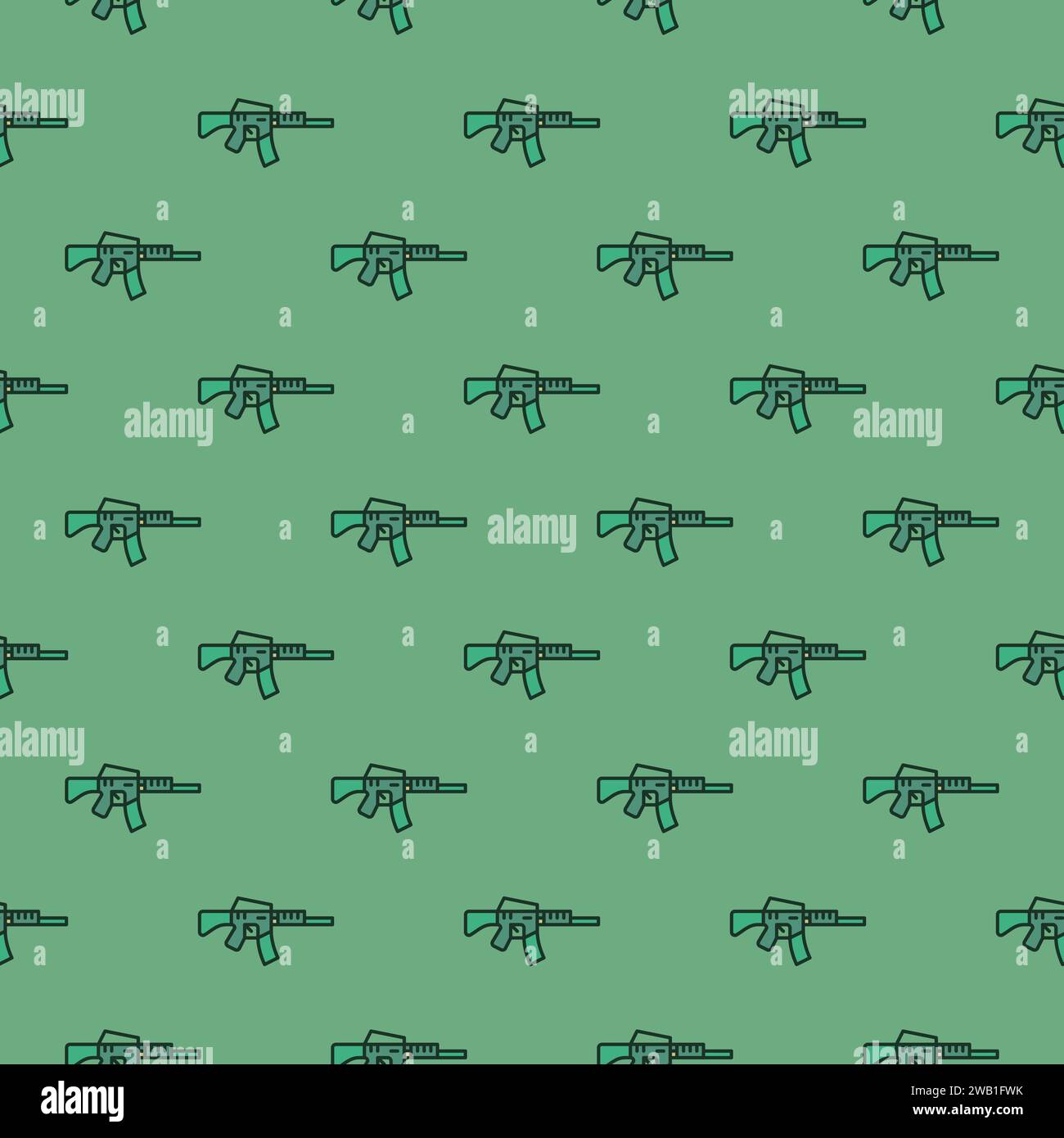 Assault Rifle vector concept colored seamless pattern. Automatic Rifle ...
