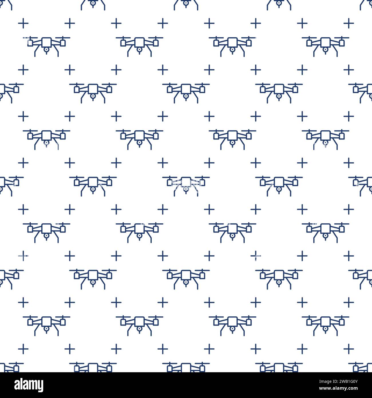 Quadcopter or Drone front view vector concept linear seamless pattern ...