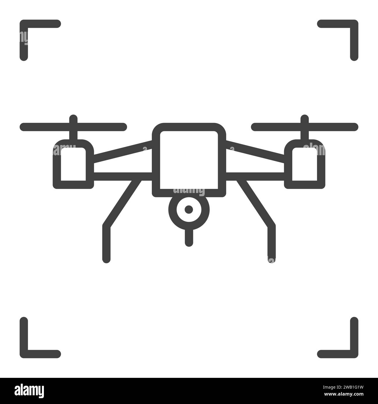 Quadcopter or Drone vector concept linear icon or symbol - front view ...