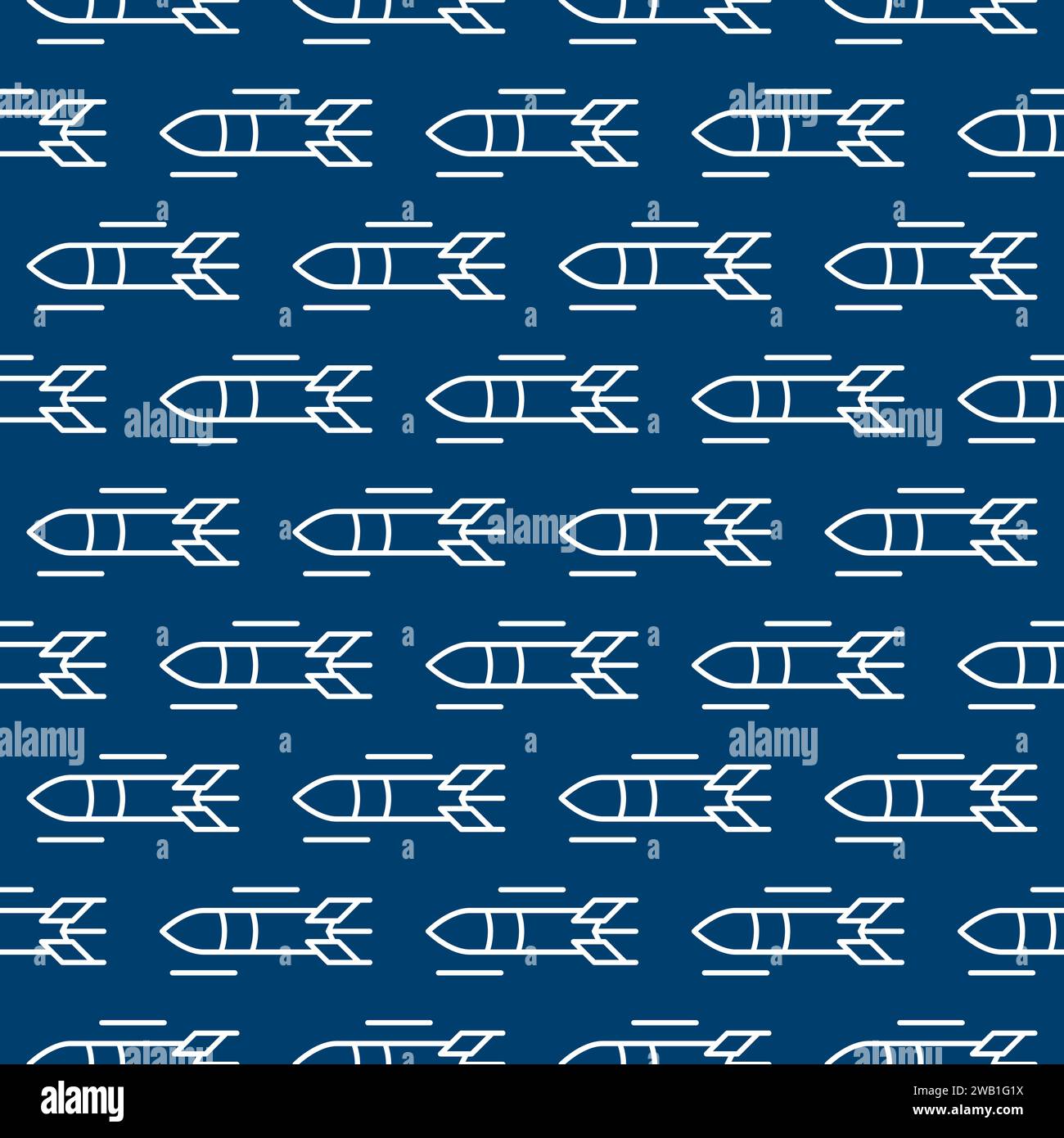 Rocket Weapon vector Missile concept blue outline seamless pattern ...