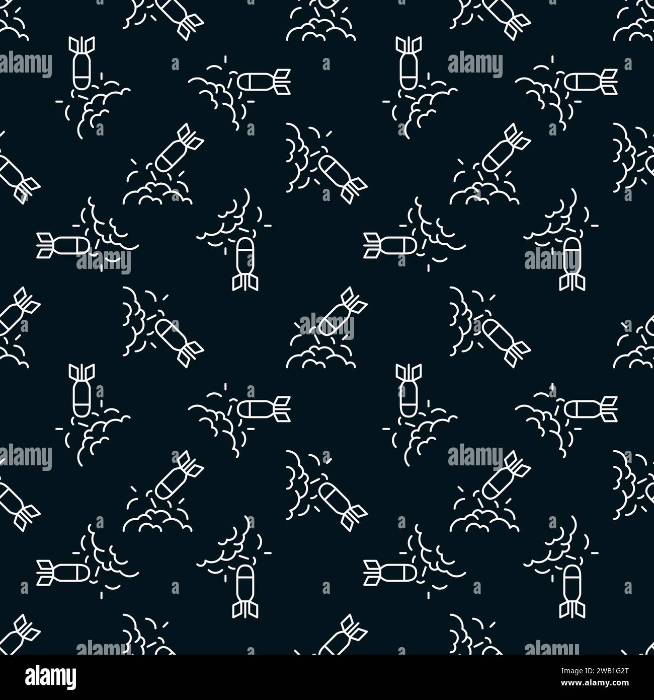 Rocket Hit with Explosion vector concept dark seamless pattern in ...