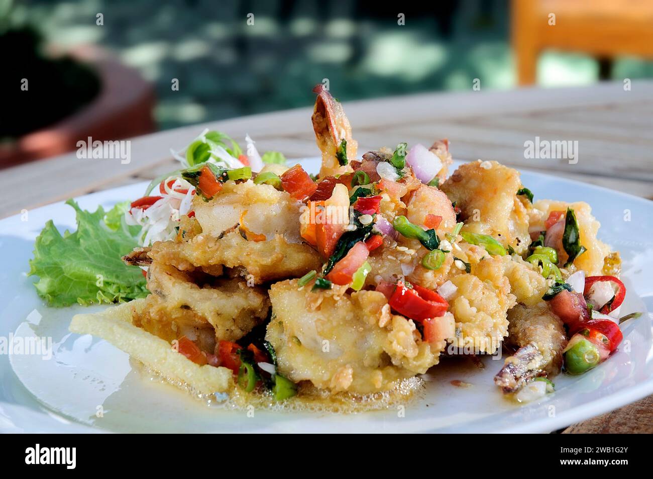 fried prawns with dabu-dabu spicy sauce Stock Photo - Alamy