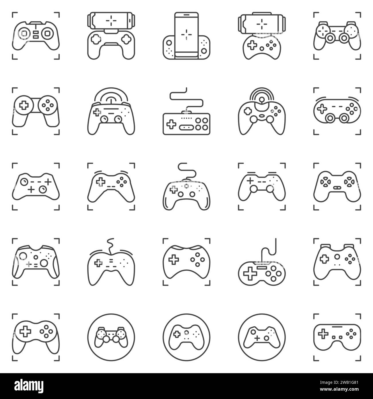 Gamepad outline icons set - Game Controller for Gamer concept Console Gaming symbols collection ...