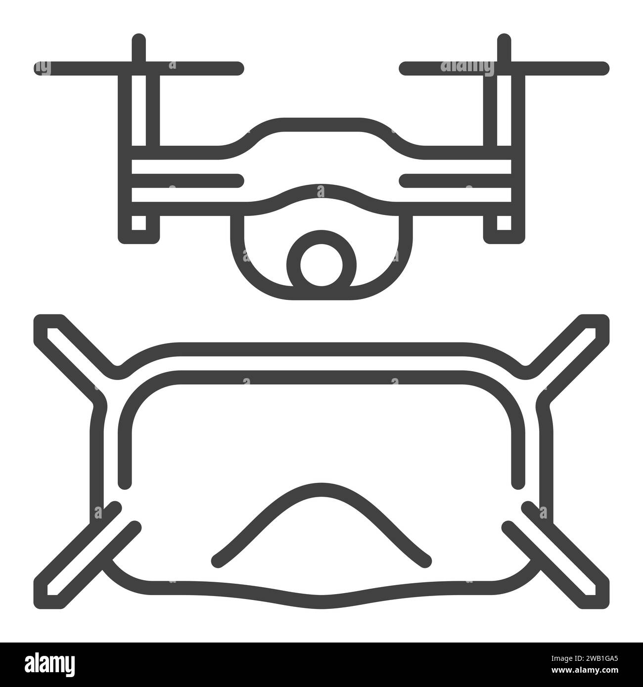 Fpv Drone With Goggles Vector Quadcopter Concept Outline Icon Or Symbol Stock Vector Image And Art