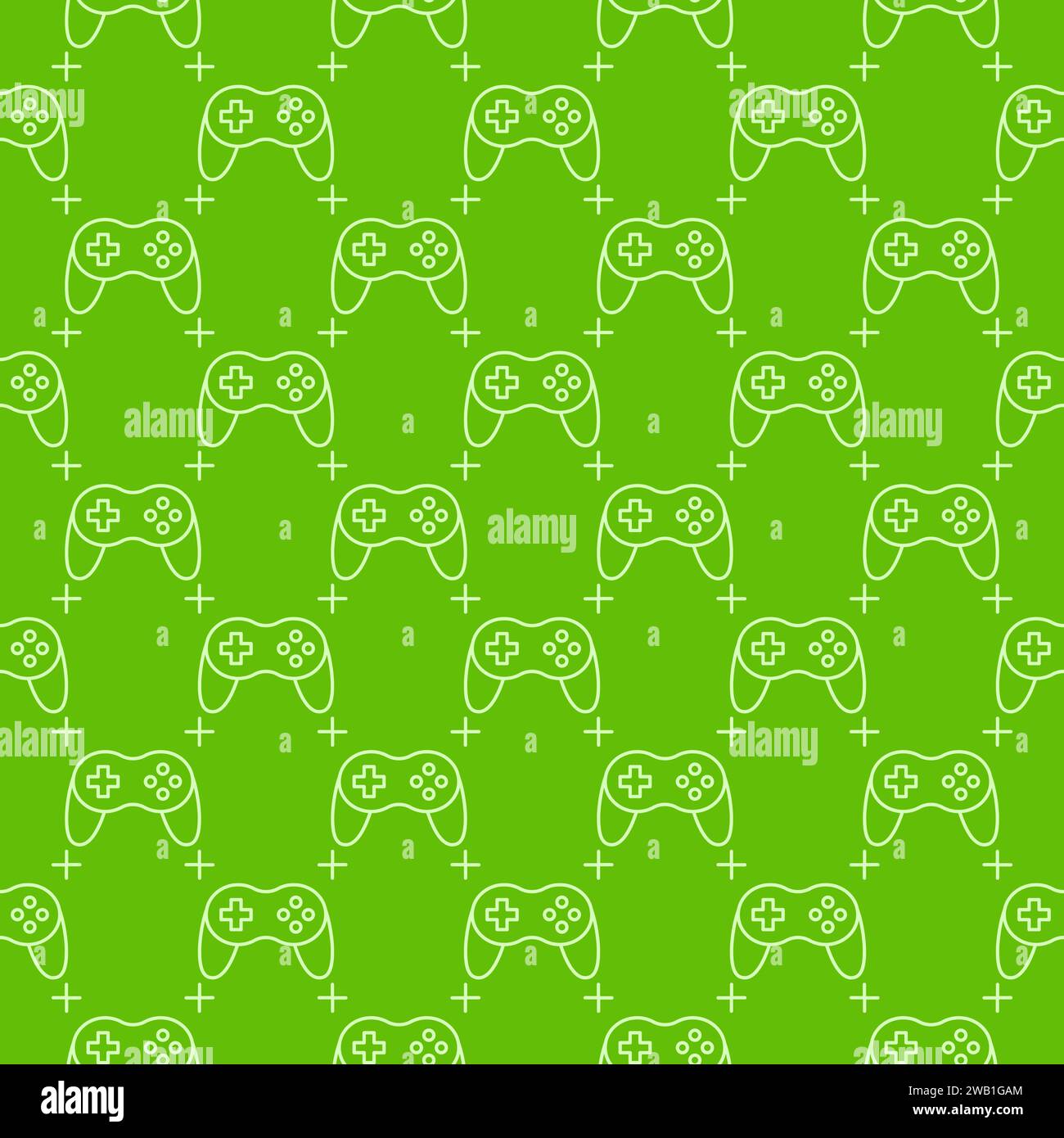 Gamepad For Pc Vector Wireless Game Controller Concept Green Seamless Pattern In Thin Line Style