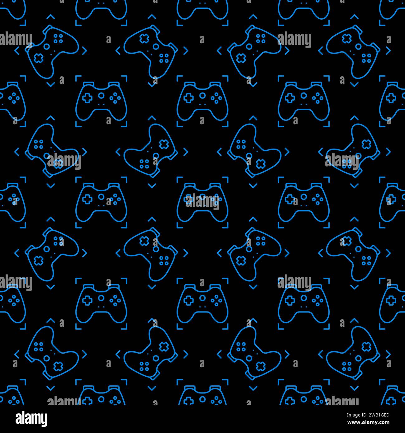 Game Controller For Gamer Vector Gamepad Concept Dark Seamless Pattern In Outline Style Stock