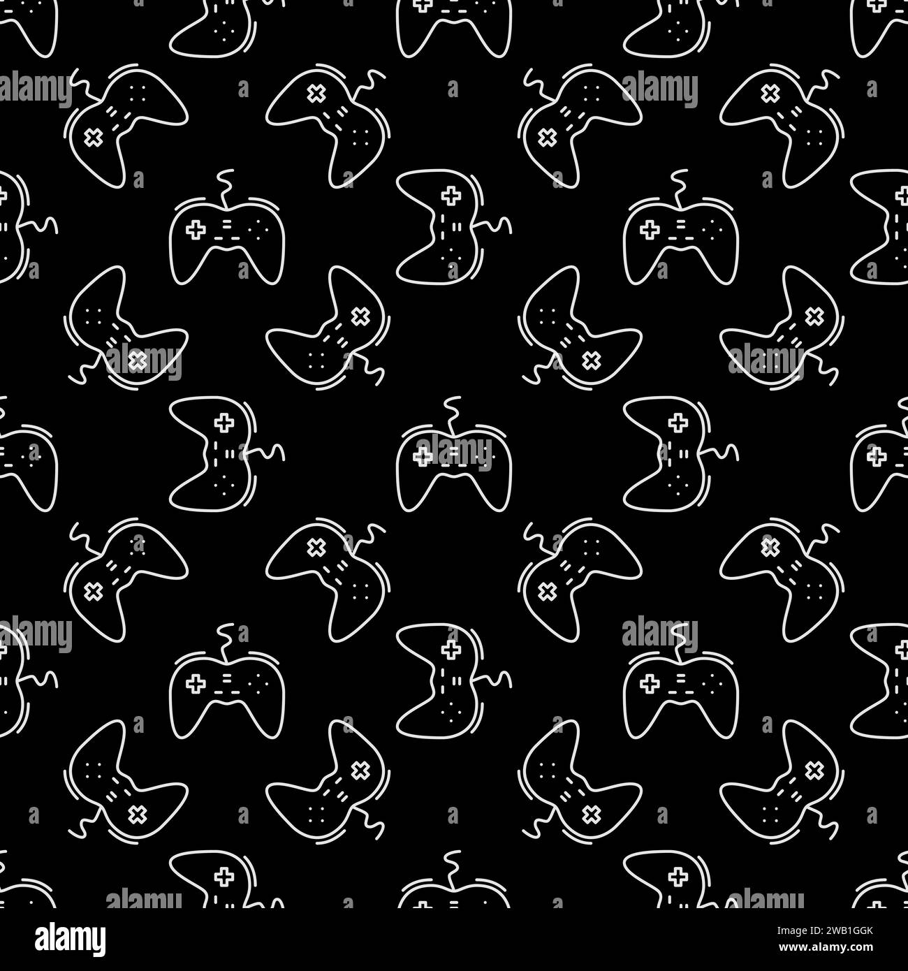 Game Controller With Wire Vector Game Pad For Pc Concept Dark Seamless