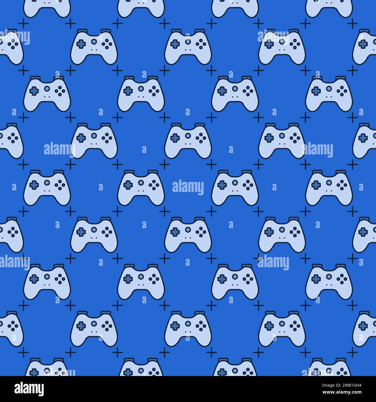 Gamer Game Controller Vector Gamepad Concept Colored Blue Seamless