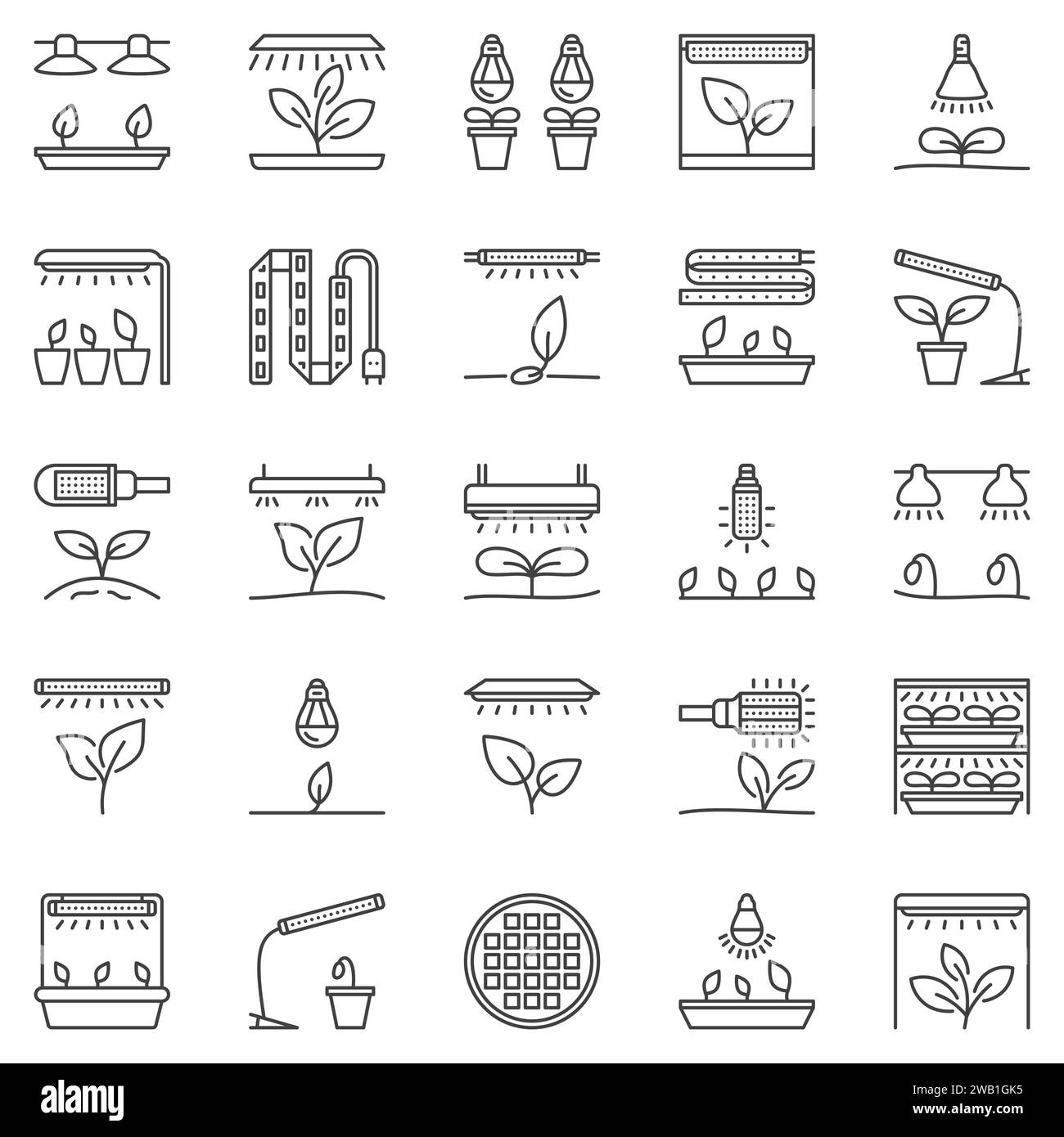 Grow Light outline icons set - LED Phytolamps for plants concept vector ... Grow Light outline icons set - LED Phytolamps for plants concept vector ...
