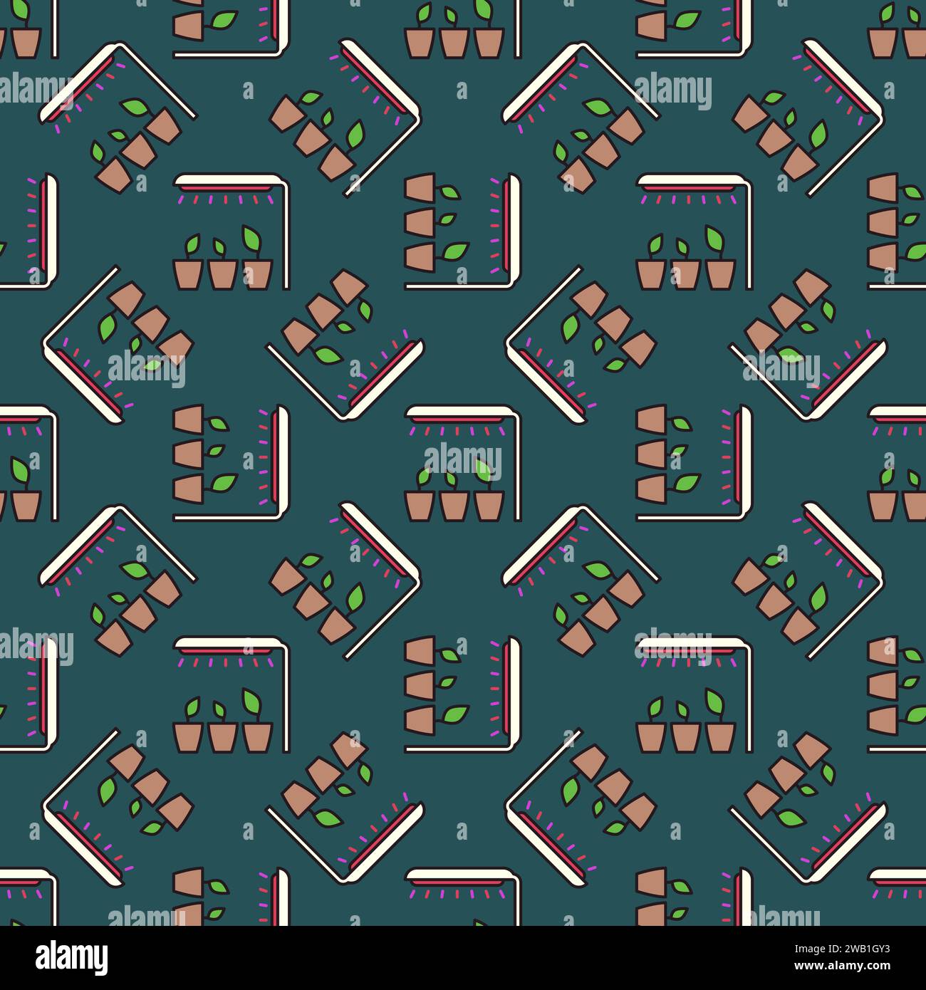 Grow LED Light vector concept colored seamless pattern or background ...