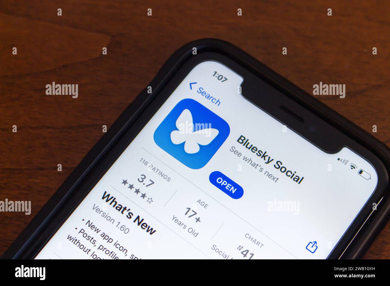 Twitter alternative Bluesky Social seen in an App Store on an iPhone ...