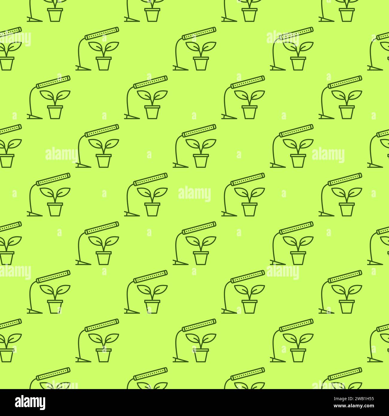 Grow Light or Phytolamp with Plant vector concept seamless pattern in ...