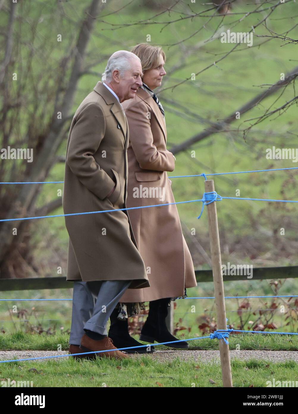 Sandringham, UK. 07th Jan, 2024. King Charles III, attends the Sunday ...