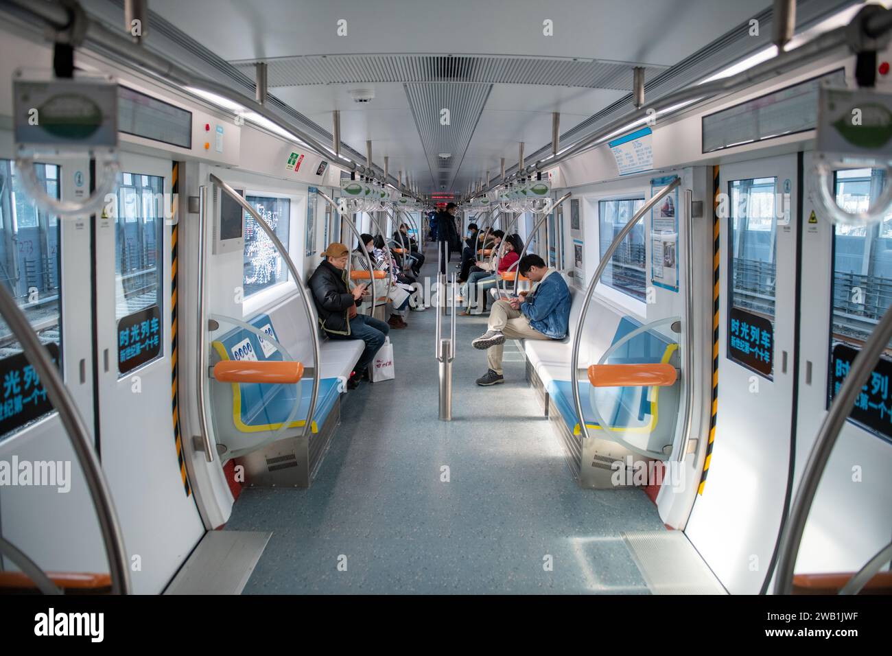 People experience "time-traveling" on a subway train of Beijing Subway ...