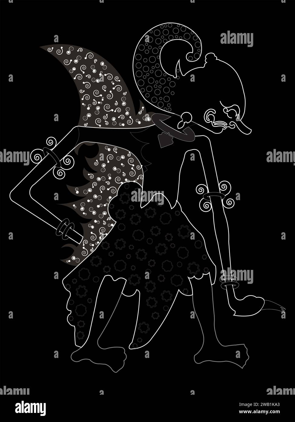 black and white arjuna shadow puppet java vector Stock Photo - Alamy