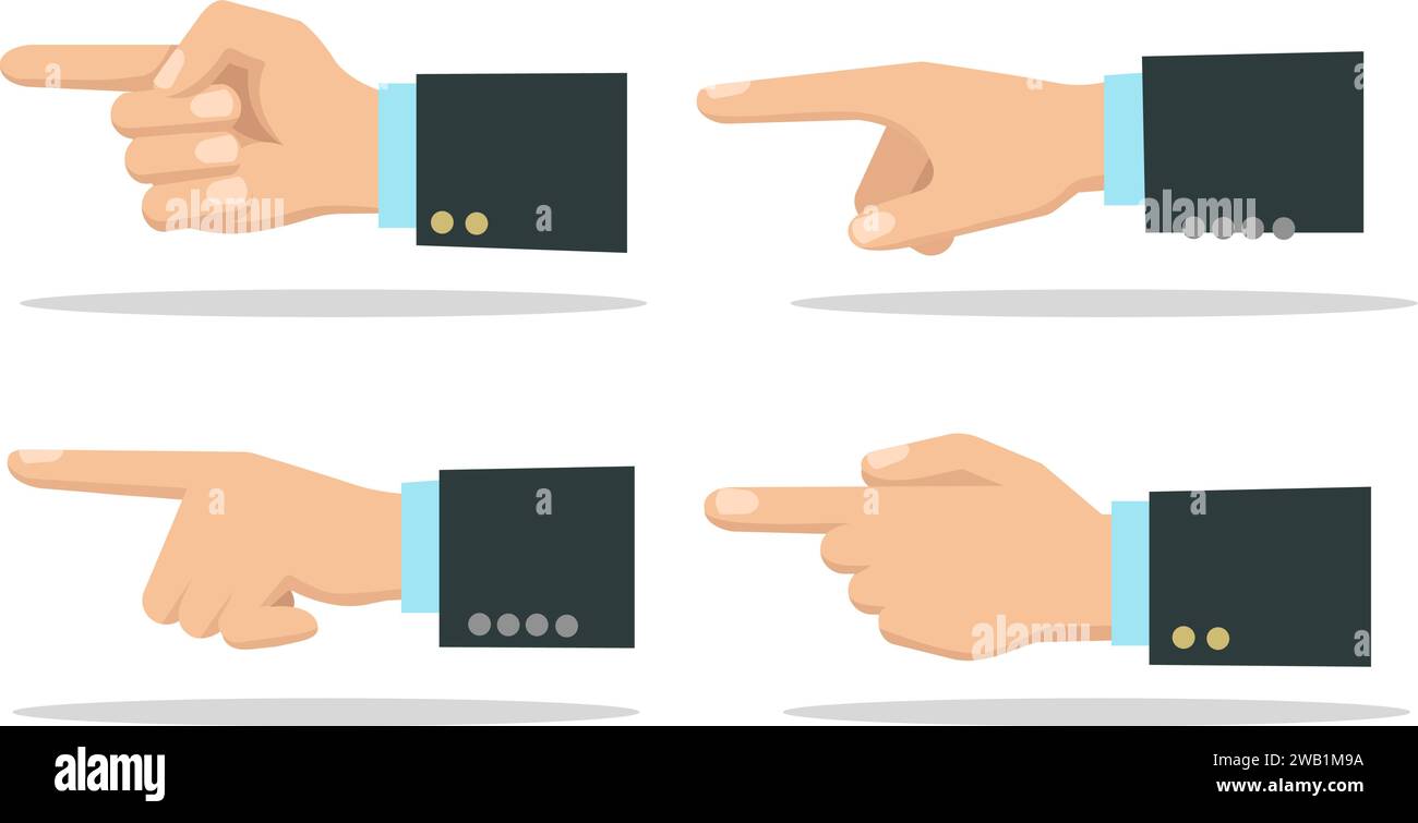 Hands pointers flat icons. Human pointing hand icon set, businessman ...