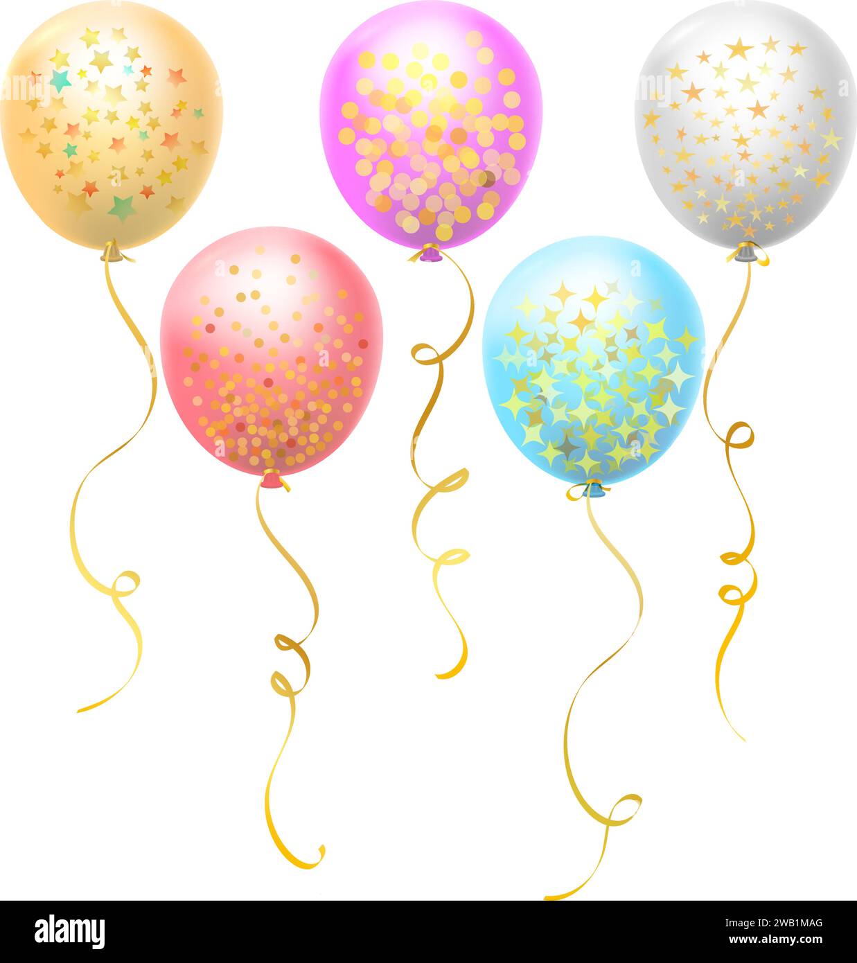 Confetti balloon set. Greetings helium sparkle 3d balloons with ...