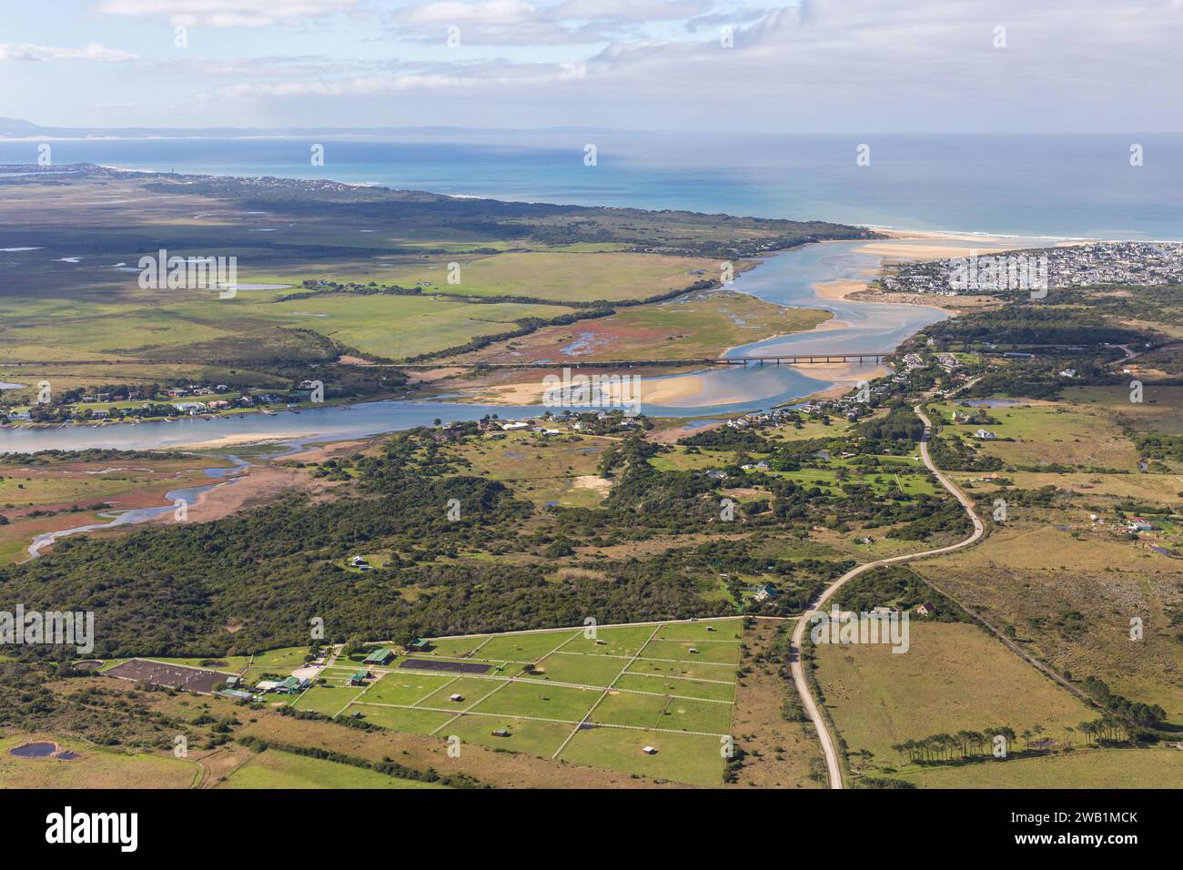 Aerial photograph of The Krom river flowing into the Indian Ocean, St ...