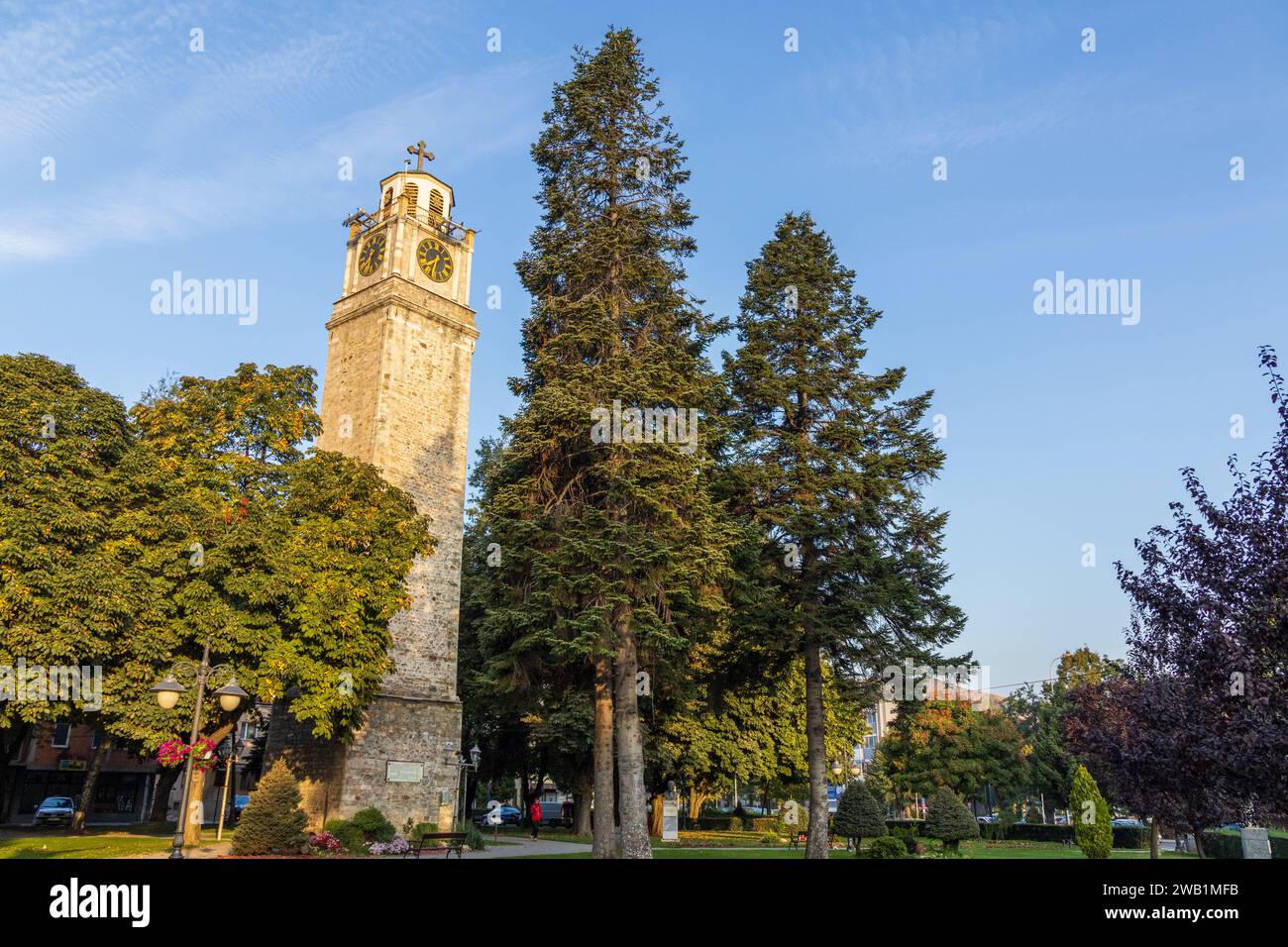 The beautiful Ottoman-era Clock Tower in the city of Bitola in North ...