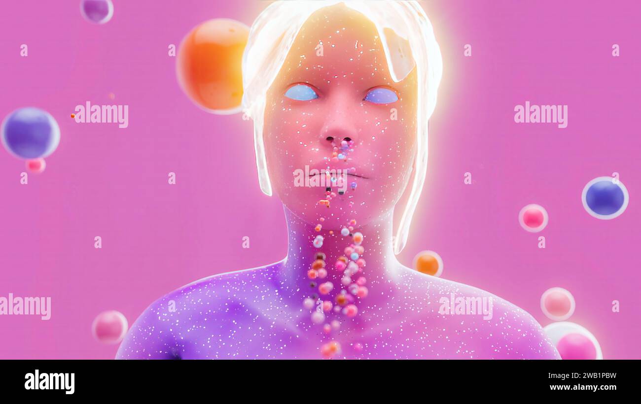 Abstract illustration of a woman and the smell sense Stock Photo - Alamy