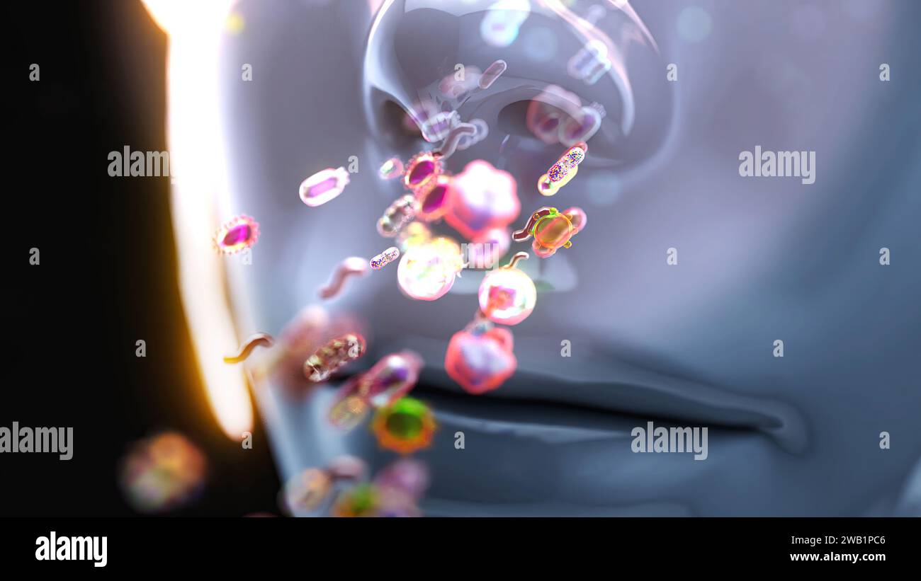 Abstract illustration of a woman and the smell sense Stock Photo - Alamy