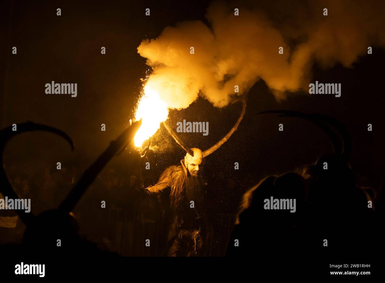 Devils, Perchten, Trebesing devils, fire, torches, Trebesing, Carinthia ...