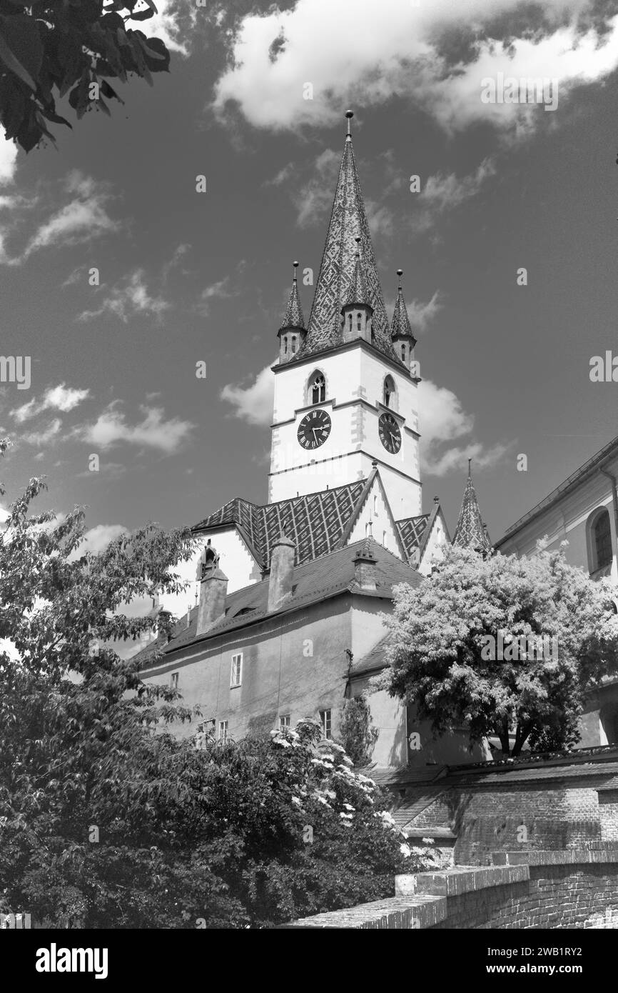Roof and tower of the church Black and White Stock Photos & Images - Alamy