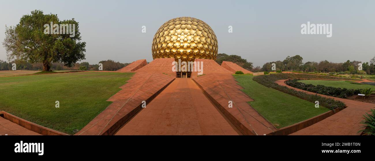 Meditation centre Matrimandir or Matri Mandir, future city Auroville ...